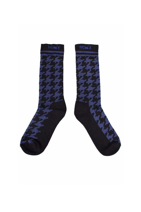 HOUNDSTOOTH SOCKS IN BLACK/BLUE - Zambesi Store